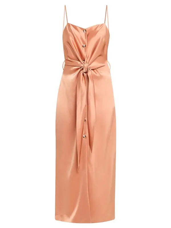 Nanushka Sayan Draped Satin Midi Dress - Apricot
