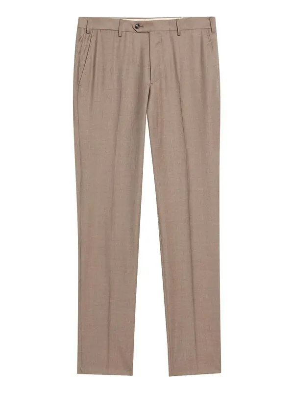 Giorgio Armani Wool Sharkskin Flat Front Trousers - Solid Light/pastel G