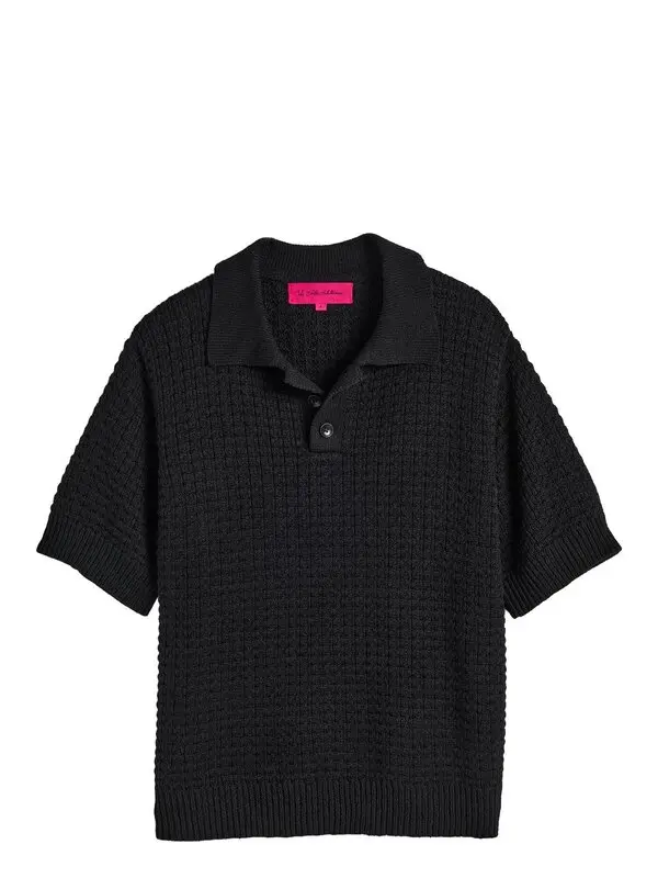 THE ELDER STATESMAN Nora Lite Check Polo - Black