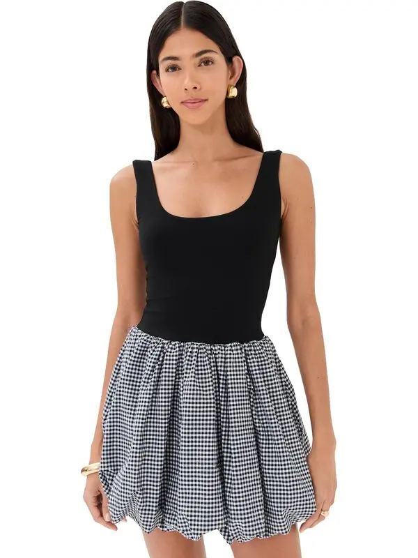 LE BOP Piper Combo Mini Dress - Black/gingham