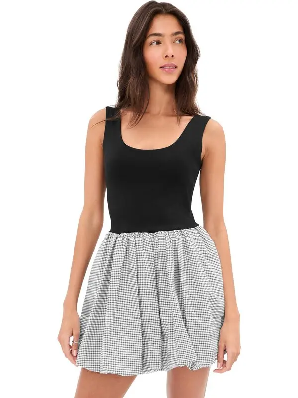 LE BOP Piper Combo Dress - Black/white Check