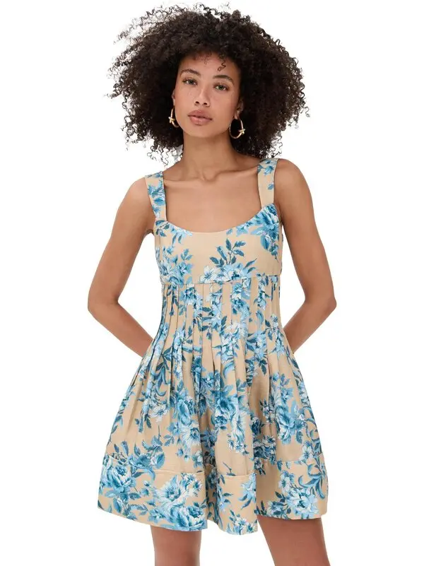 Cara Cara Ria Floral-print Linen Dress - Farfella Ginger Root