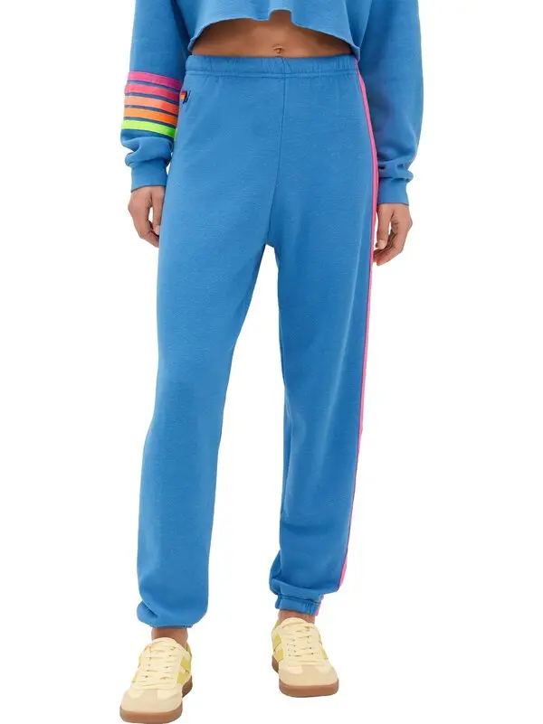 Aviator Nation Five-stripe Fleece Sweatpants - Cobalt/neon