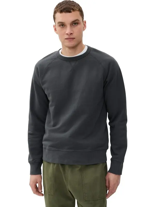 Officine Générale Crew Neck French Terry Sweater - Faded Black