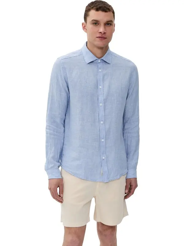 Onia Linen Slim Fit Shirt - Oxford Blue