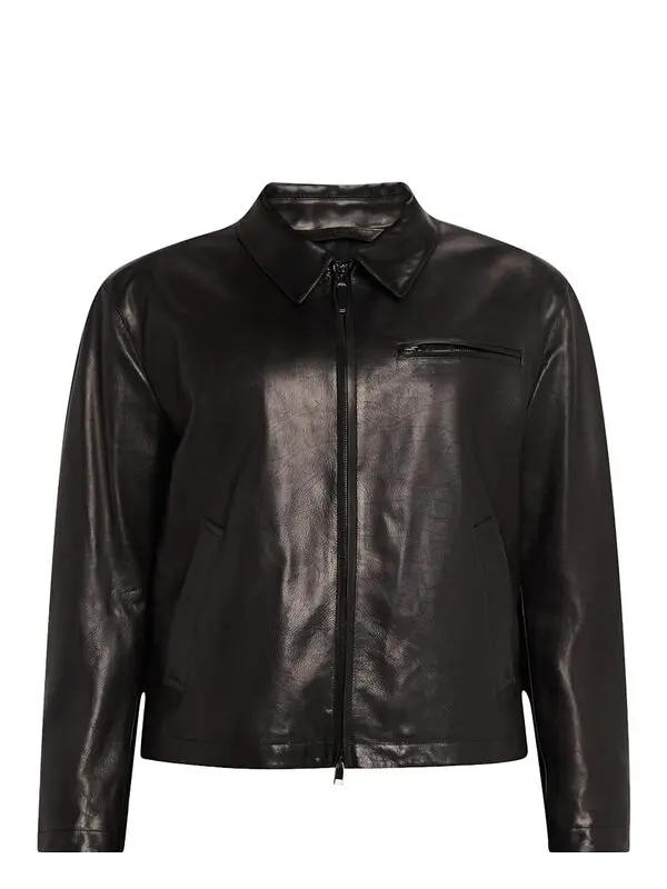 Brioni Leather Moto Jacket - Black