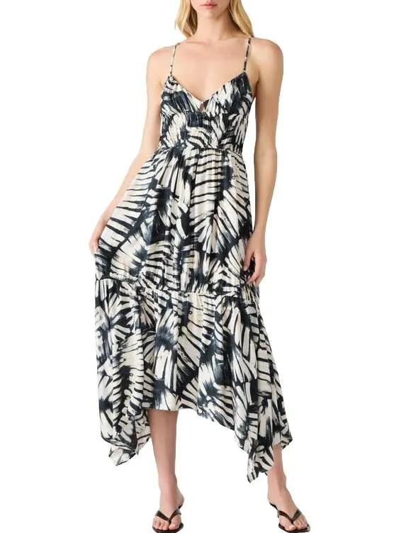 Steve Madden Printed Asymmetric Midi Dress - Black/ White