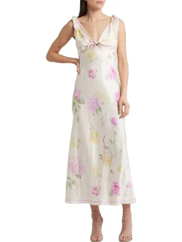 LoveShackFancy Perri Sleeveless Satin Dress - Sunlit Rose