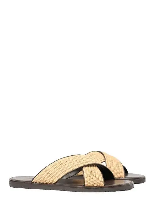 SCAROSSO Ettore Raffia Sandals - Beige - Raffia