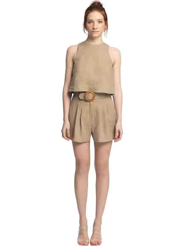 MONLICIA Reve Linen Shorts - Dark Beige