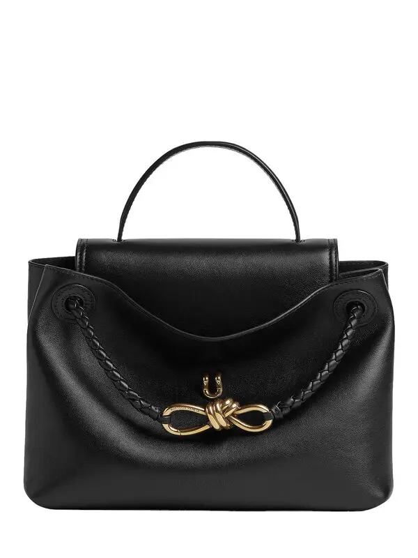 Bottega Veneta Small Ciao Knot Detail Top Handle Bag - 1019 Black-m Brass