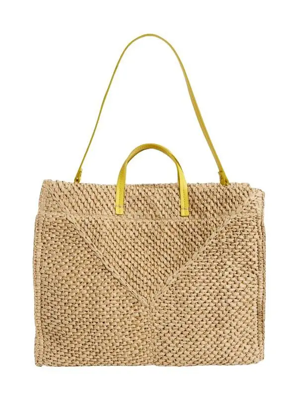 Clare V. Woven Raffia Tote Bag - Dune Raffia