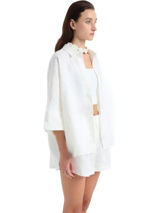 MONLICIA Iyan Oversize Linen Shirt - White