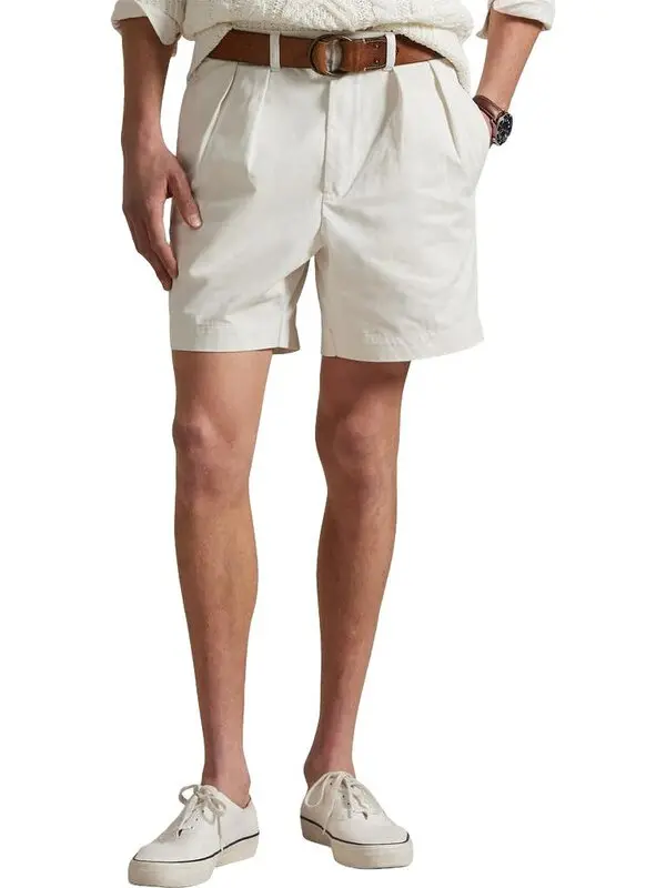 Ralph Lauren Cormac Relaxed Fit Pleated Chino Shorts - Deckwash White