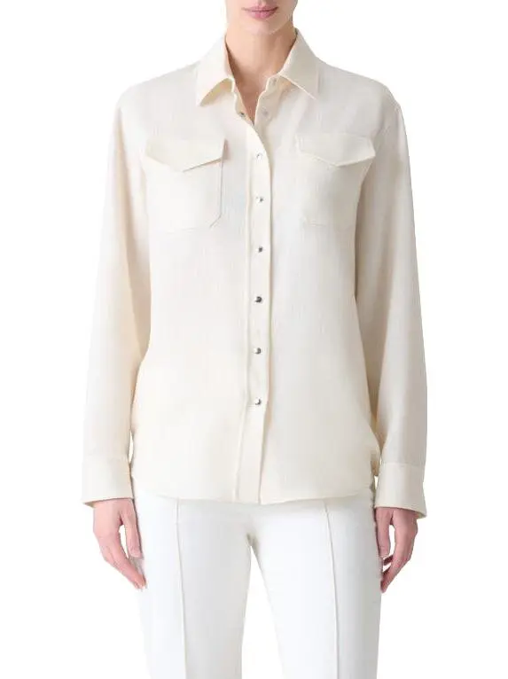 Akris Cashmere And Silk Snap-up Shirt - Ecru