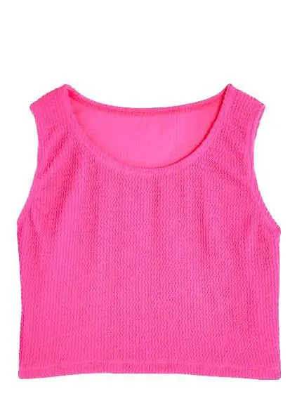 LIMEAPPLE Crinkle Cropped Tank Top - Fuchsia