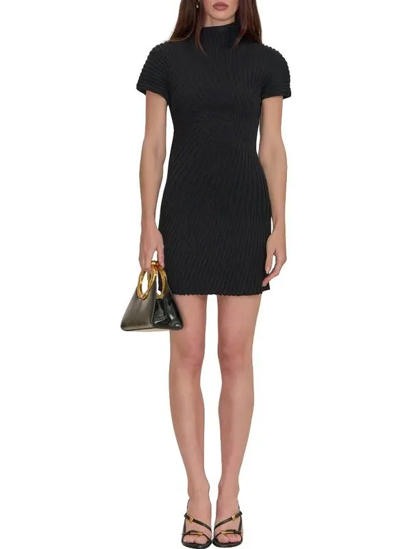 Cult Gaia Luka Cotton Rib Mini Dress - Black