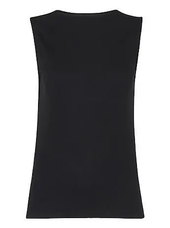 Whistles High-neck Ribbed Stretch-cotton T-shirt - Black