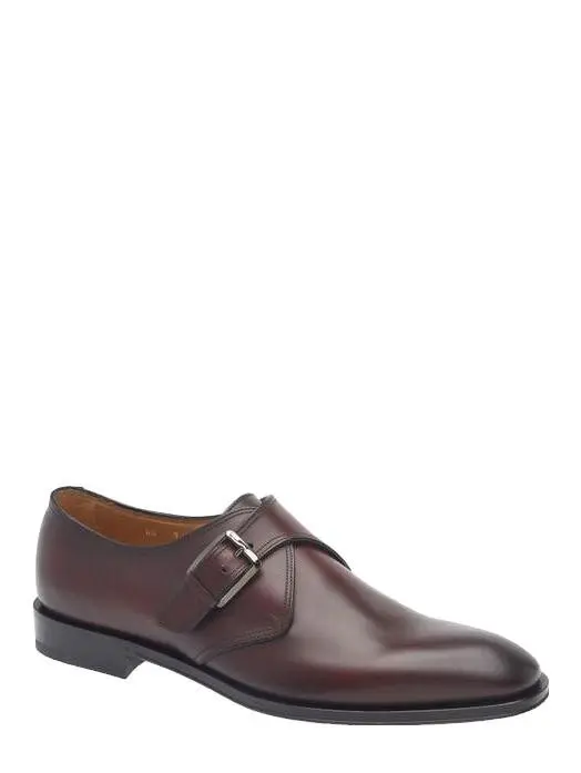 FERRAGAMO Argo Plain-toe Monk Shoe - Cordovan Nero New Biscotto