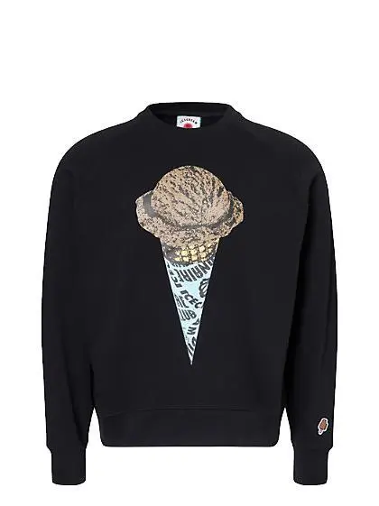 ICECREAM Cone Crewneck Cotton-jersey Sweatshirt - Black