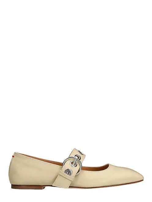 AeydĒ Uma Eyelet-embellished Grosgrain Mary Jane Flats - Beige