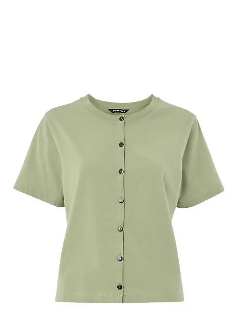 Whistles Round-neck Button-up T-shirt - Pale Green