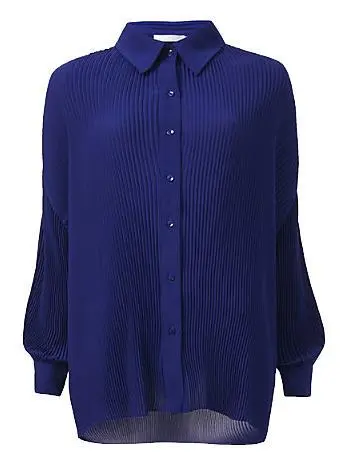 LEEM Long-sleeve Plisse Woven Shirt - Purple