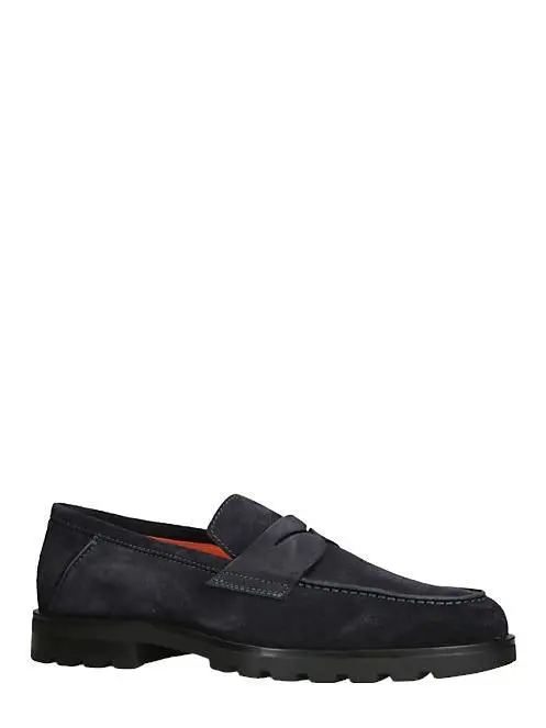 Santoni Detroit Suede Loafers - Navy