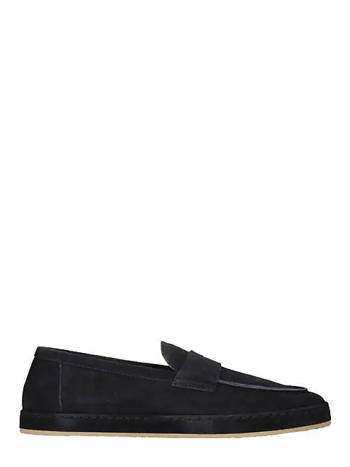 Brunello Cucinelli Suede Slip-on Loafers - Navy