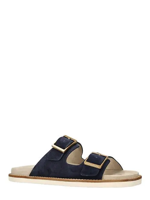 Brunello Cucinelli Two-strap Suede Sandals - Navy