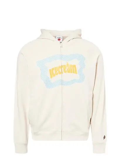 ICECREAM Block Logo Cotton-jersey Hoodie - Stone