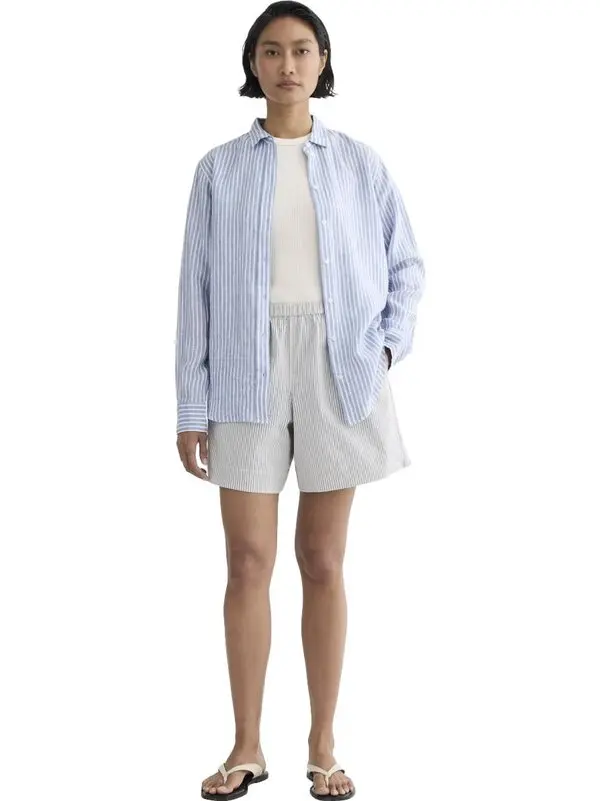 Everlane Seersucker Pull-on Short - Dutch Blue / Natural