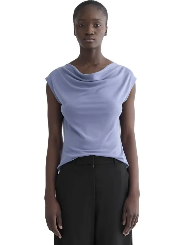 Everlane Draped Butterknit Top - Blue Dusk