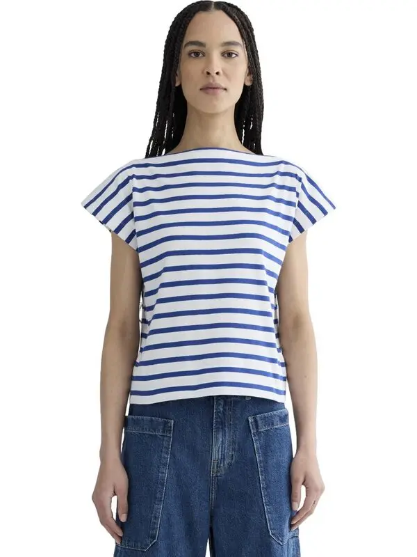 Everlane Oversized Muscle T-shirt - Bone/mazarine Blue