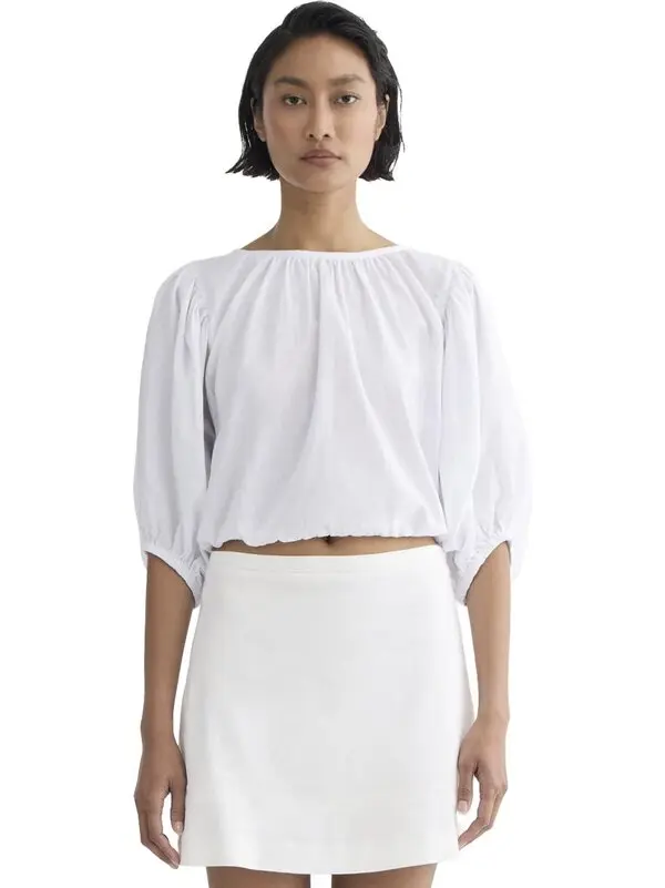 Everlane Gauze Puff-sleeve Top - White