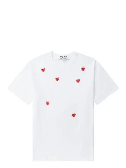 Play Comme Des Garcon Red Heart Logo Tee - White