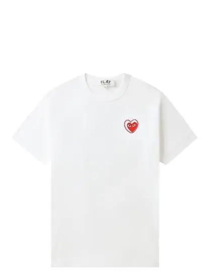 Play Comme Des Garcon Emblem Metalstone Heart T-shirt - White/red