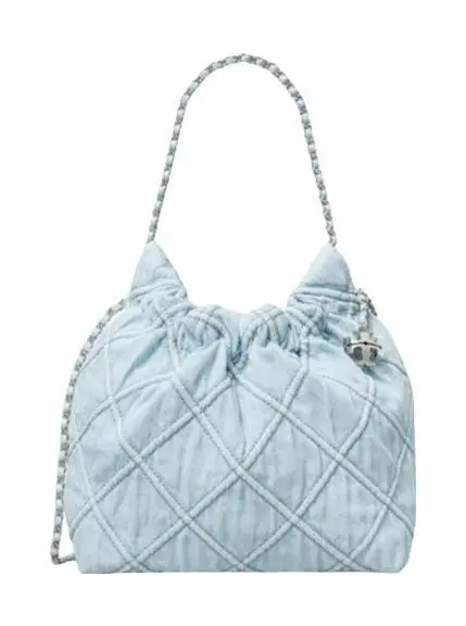 Tory Burch Fleming Denim Mini Hobo Bag - Seltzer