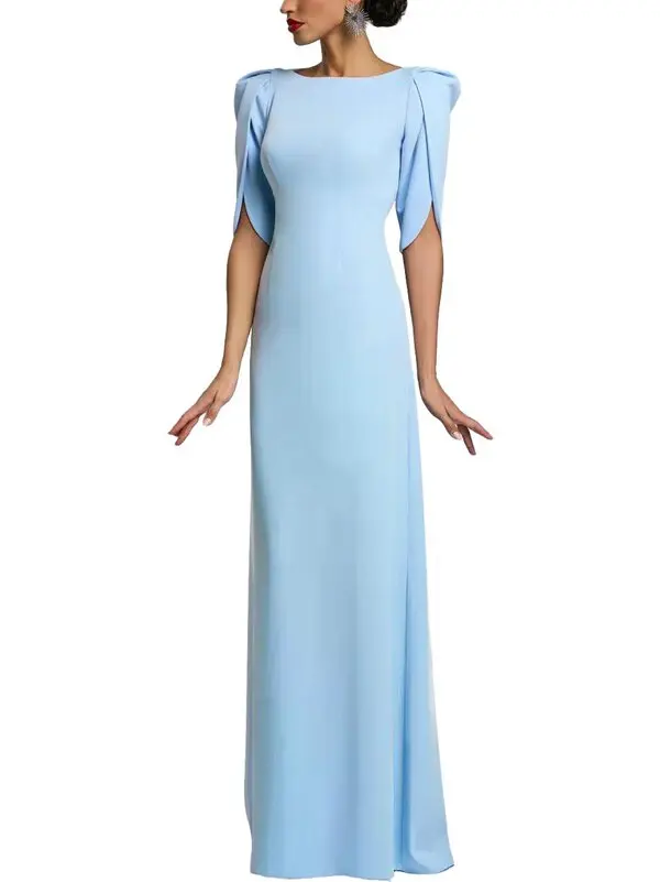 CRISTALLINI Blanca Short-sleeve Maxi Dress - Blue