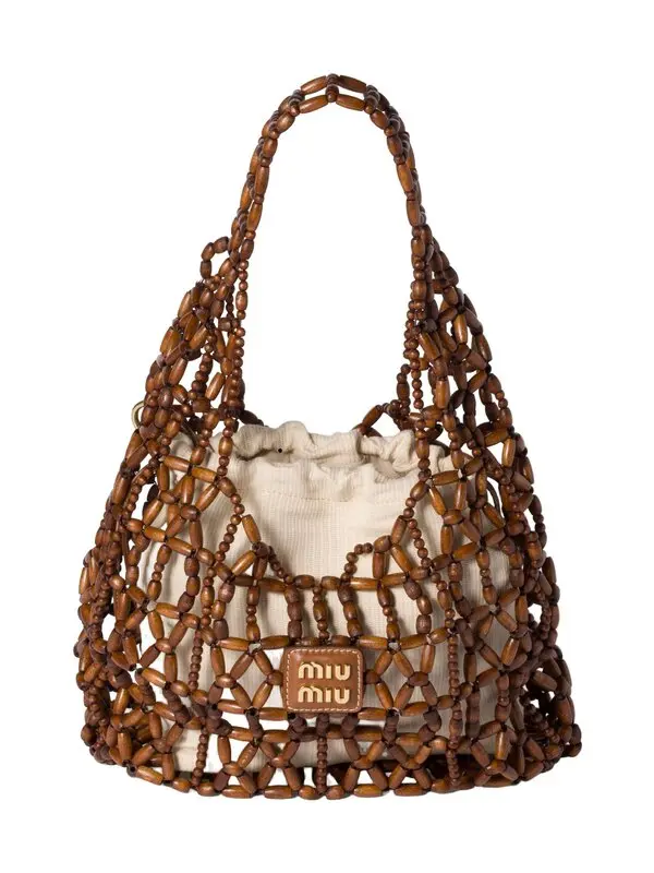 Miu Miu Beaded Tote Bag - Cocoa Brown