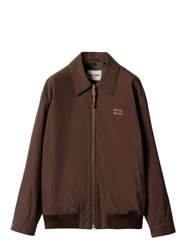 Miu Miu Cotton Blouson Jacket - Cocoa Brown
