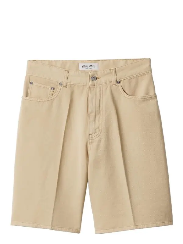Miu Miu Light Denim Bermudas - Beige