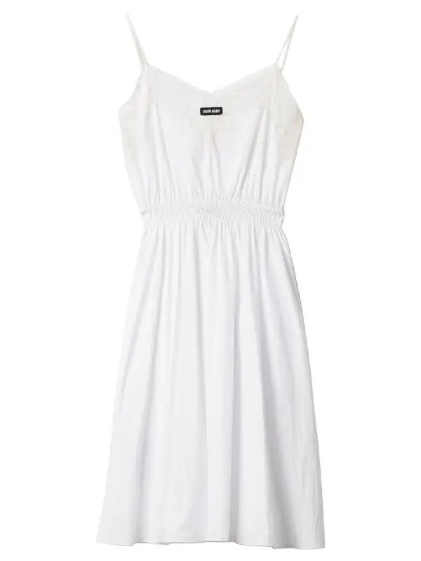 Miu Miu Poplin And Lace Dress - White