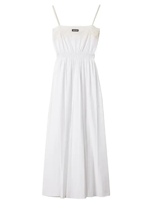 Miu Miu Poplin And Lace Midi-dress - White