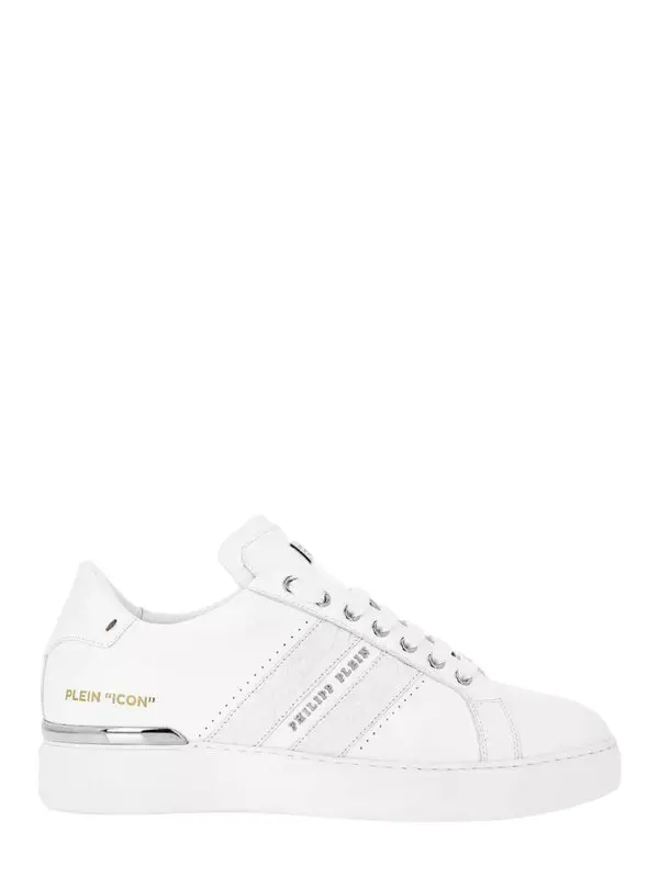 Philipp Plein Logo-embellished Leather Sneakers - White