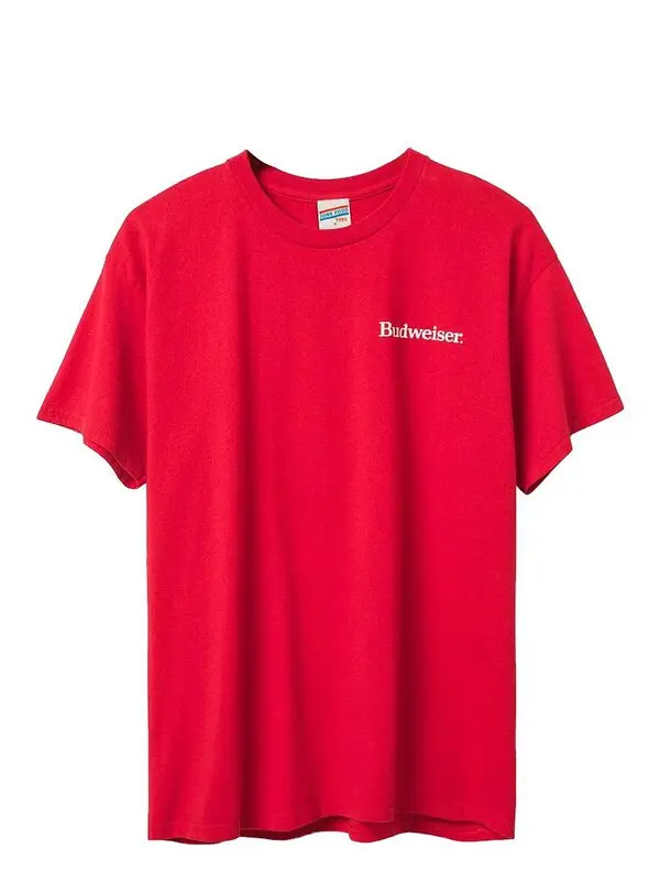 Junk Food Clothing Budweiser Label Flea Market Tee - Cherry Red