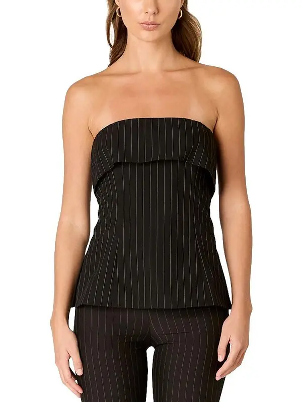 NIA Rob Pinstripe Top - Black