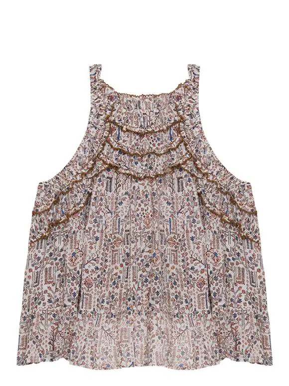 MARANT ETOILE Carlee Printed Top - Ecru
