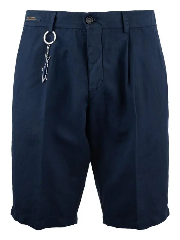 Paul & Shark Linen And Cotton Bermuda Shorts With Darts - Blue
