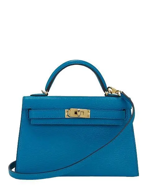 FWRD RENEW Hermes Chevre Kelly 20 Handbag - Blue
